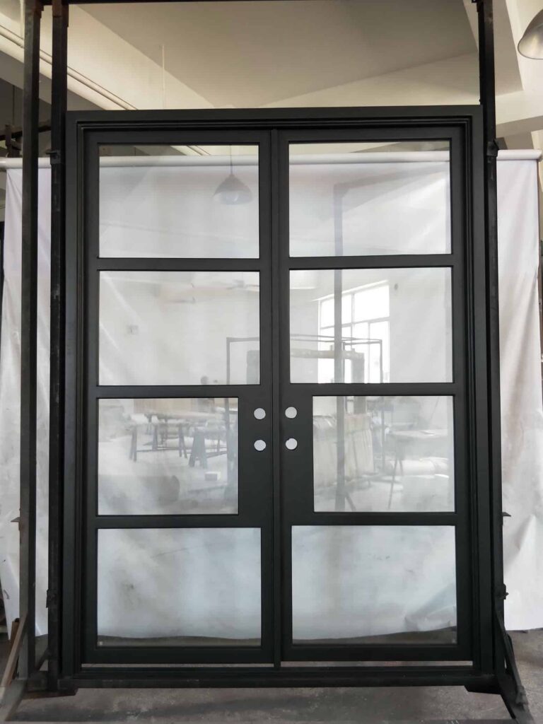 Modern Grid Wrought Iron Double Door EL1431 MCD